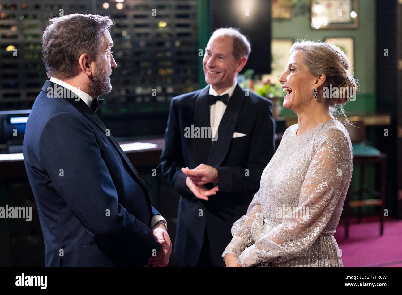 The Earl and Countess of Wessex meet Lee Mack, at the Royal Variety ...