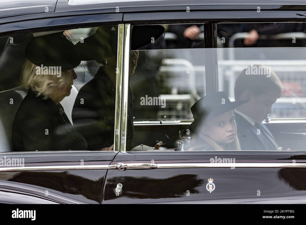 LONDON, ENGLAND: The State Funeral procession for HM Queen Elizabeth II as seen from The Mall ...