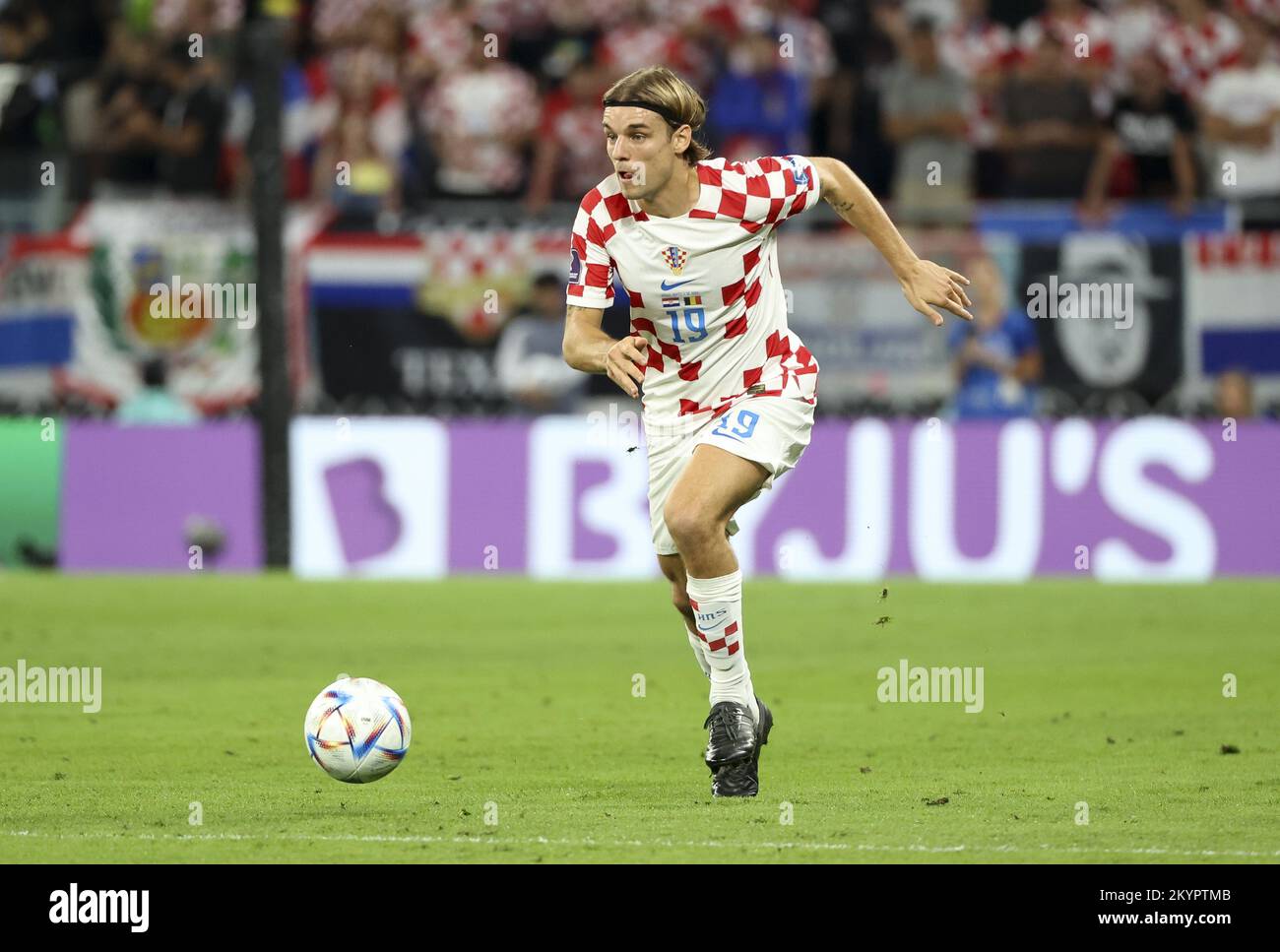 Borna Sosa of Croatia during the FIFA World Cup 2022, Group F football match between Croatia and ...