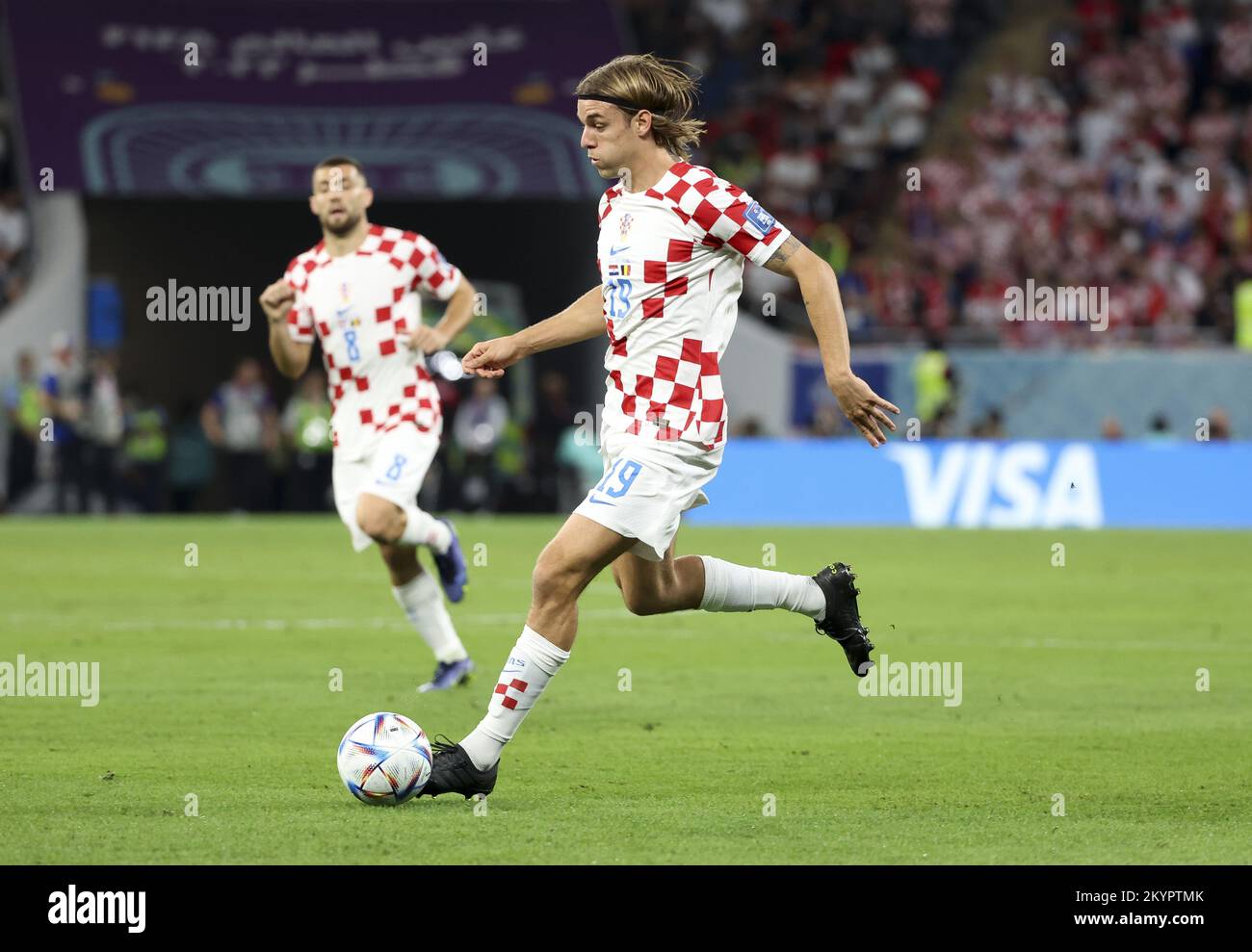 Borna Sosa of Croatia during the FIFA World Cup 2022, Group F football ...