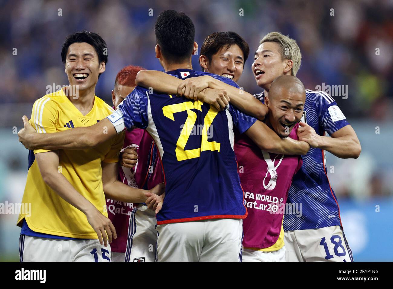 Ar-Rayyan, Qatar. December 1, 2022, (l-r) Daichi Kamada of Japan, Shogo ...