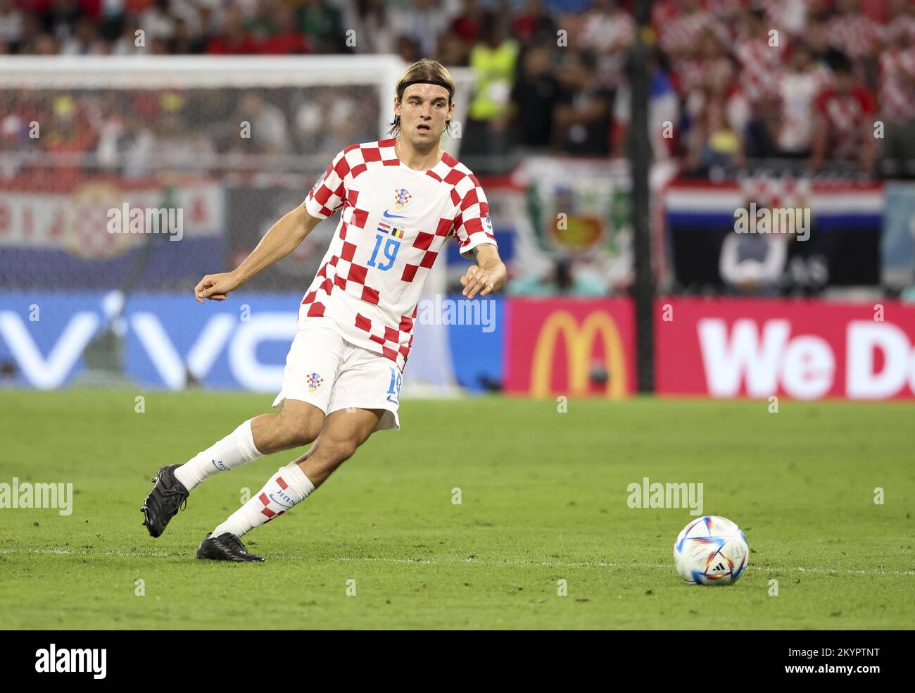 Borna Sosa of Croatia during the FIFA World Cup 2022, Group F football match between Croatia and ...