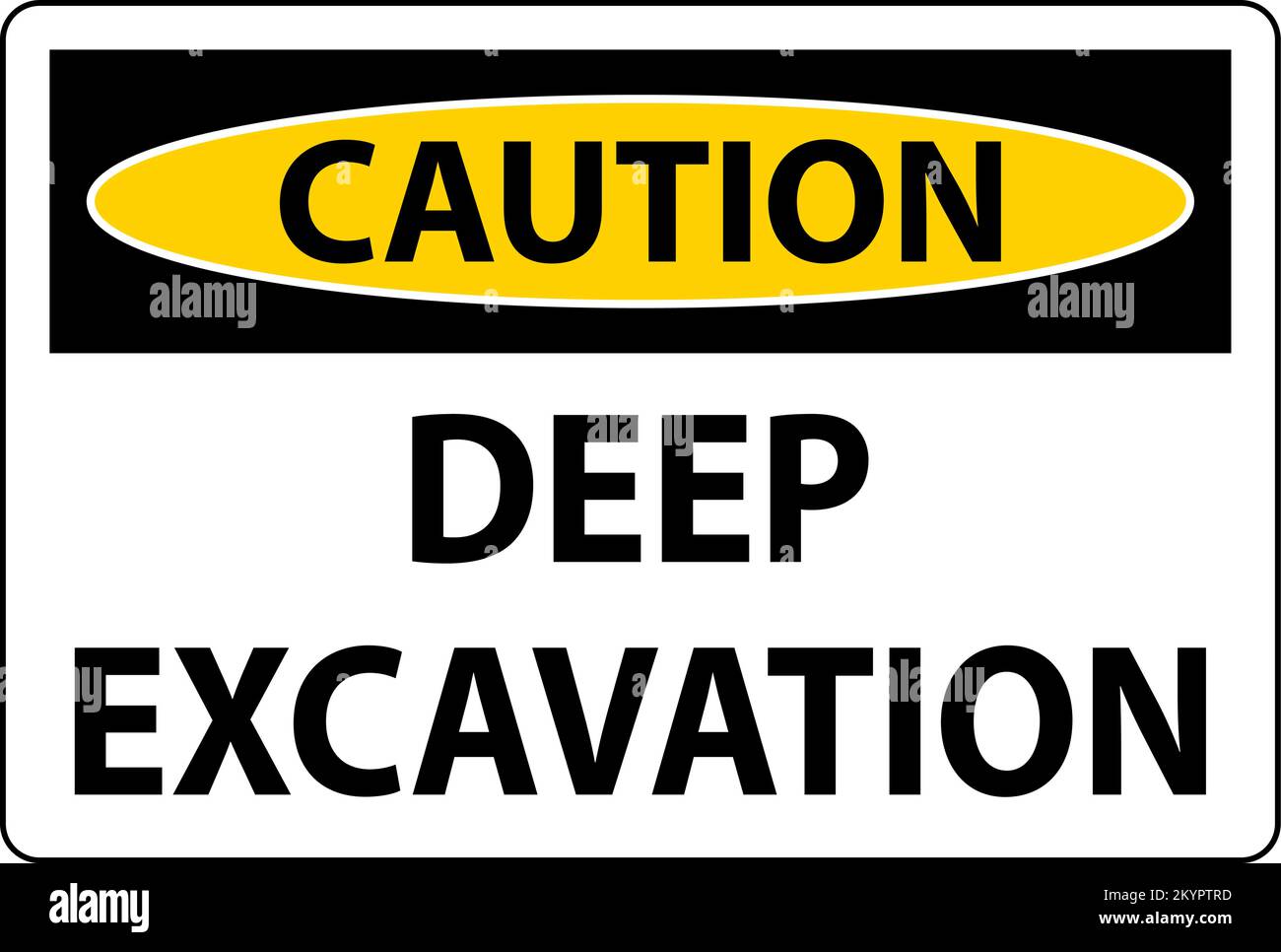 Deep Excavation Caution Sign On White Background Stock Vector Image ...