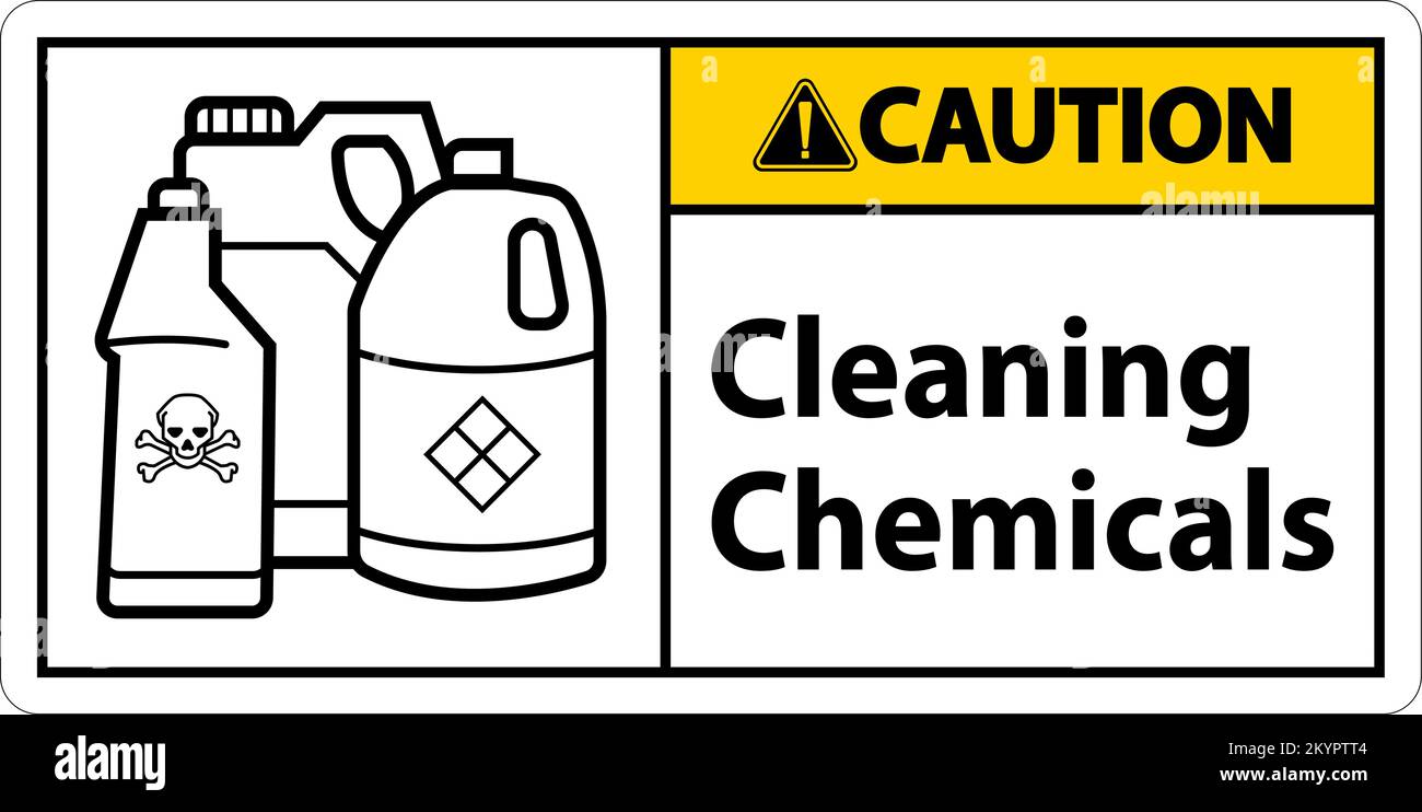 Caution Sign Cleaning Chemicals Sign On White Background Stock Vector ...