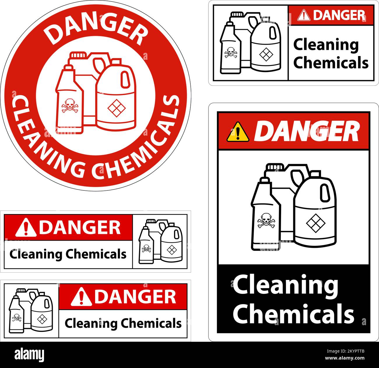 Danger Sign Cleaning Chemicals Sign On White Background Stock Vector ...