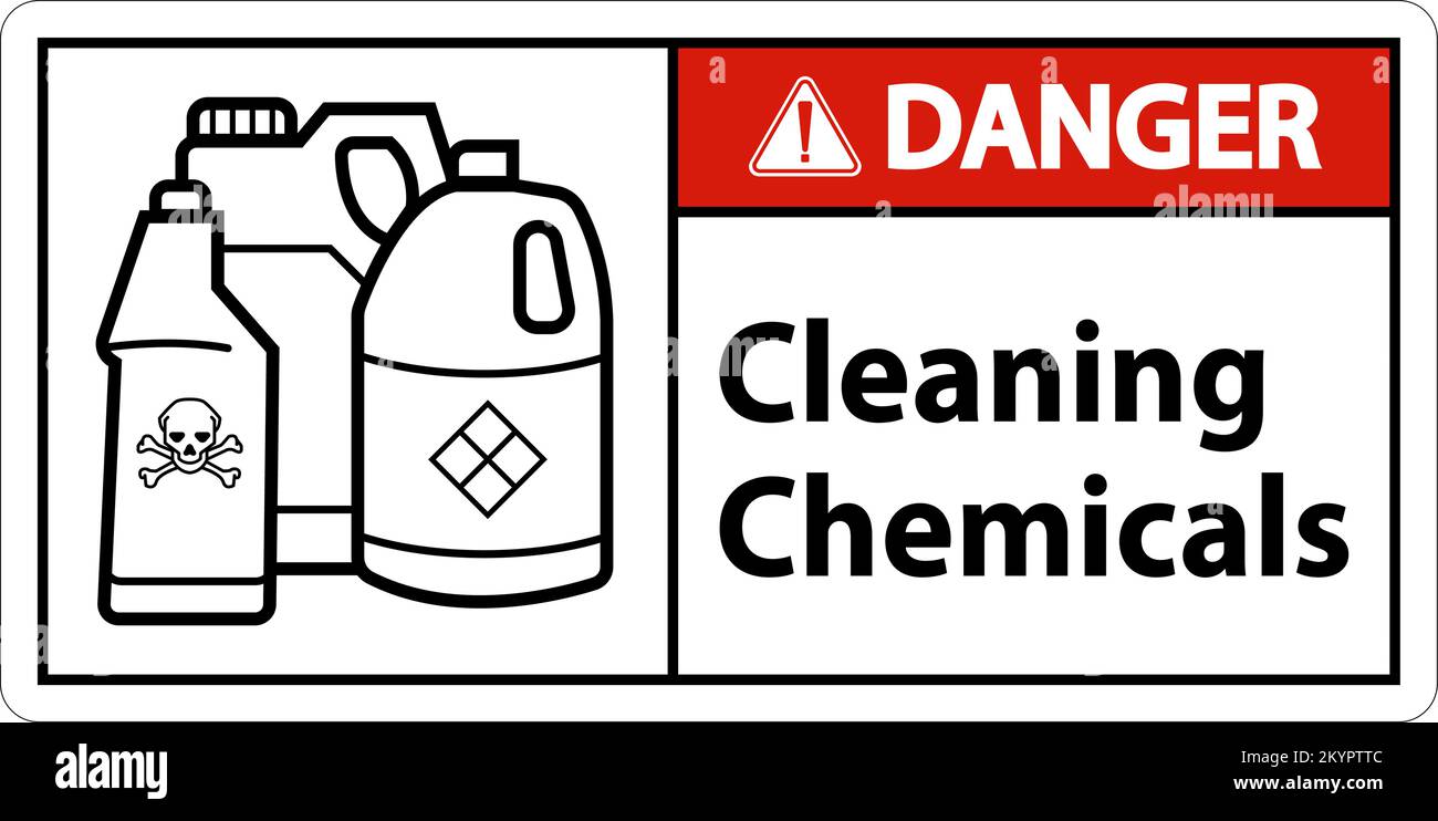 Danger Sign Cleaning Chemicals Sign On White Background Stock Vector ...