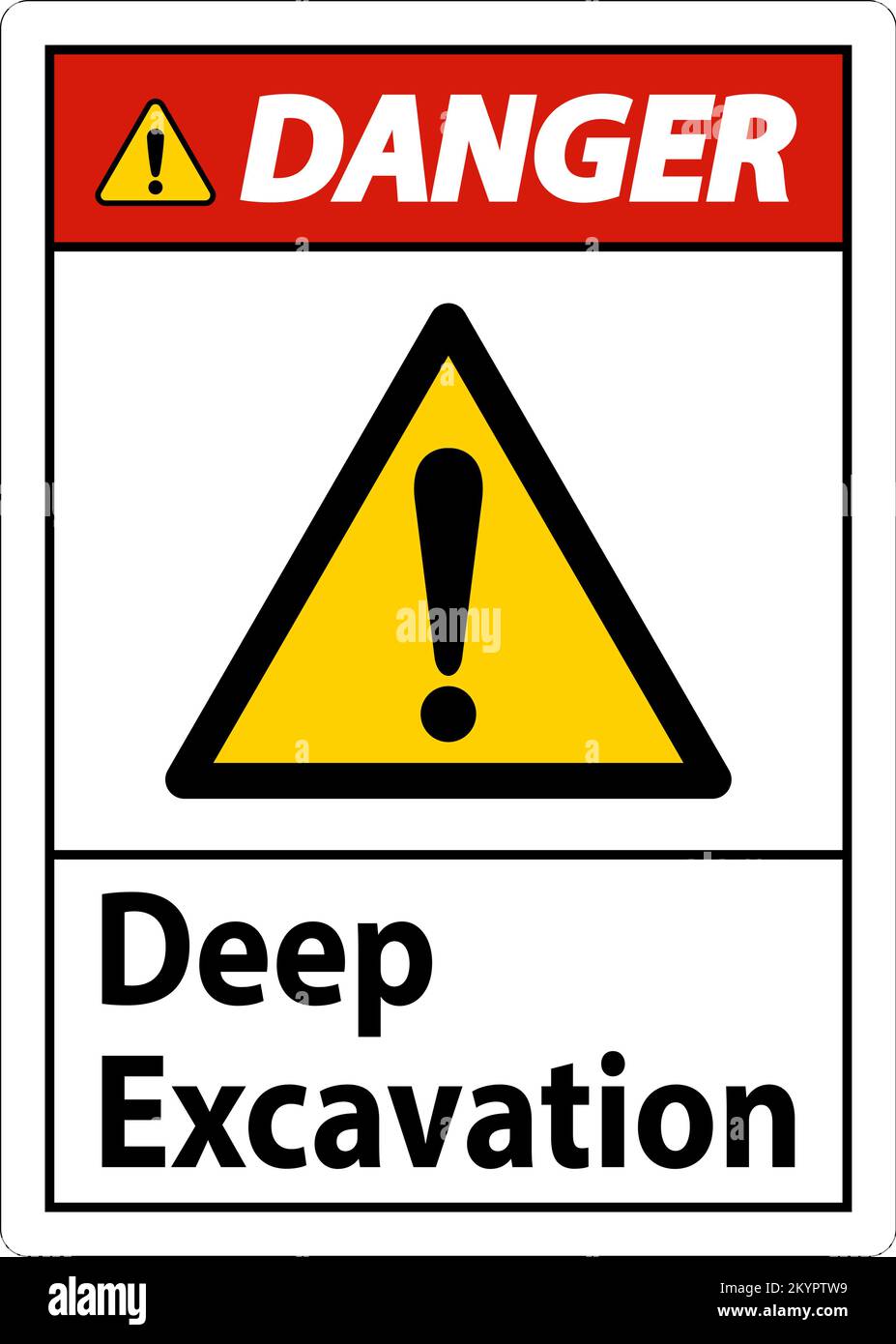 Deep Excavation Danger Sign On White Background Stock Vector Image ...