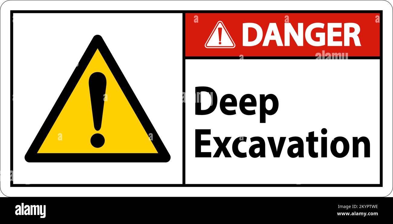 Deep Excavation Danger Sign On White Background Stock Vector Image ...