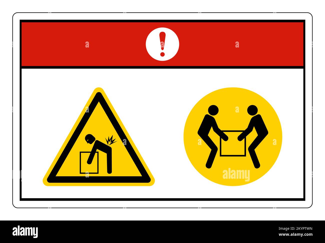 Danger Lift Hazard Use Two Person Lift Symbol Sign On White Background ...