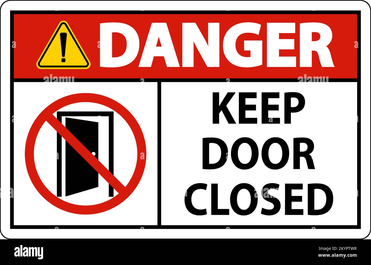 Danger Keep Door Closed Sign On White Background Stock Vector Image ...