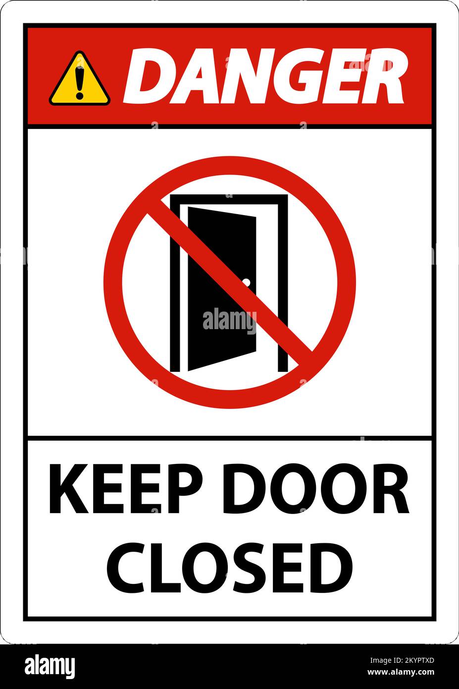 Danger Keep Door Closed Sign On White Background Stock Vector Image ...