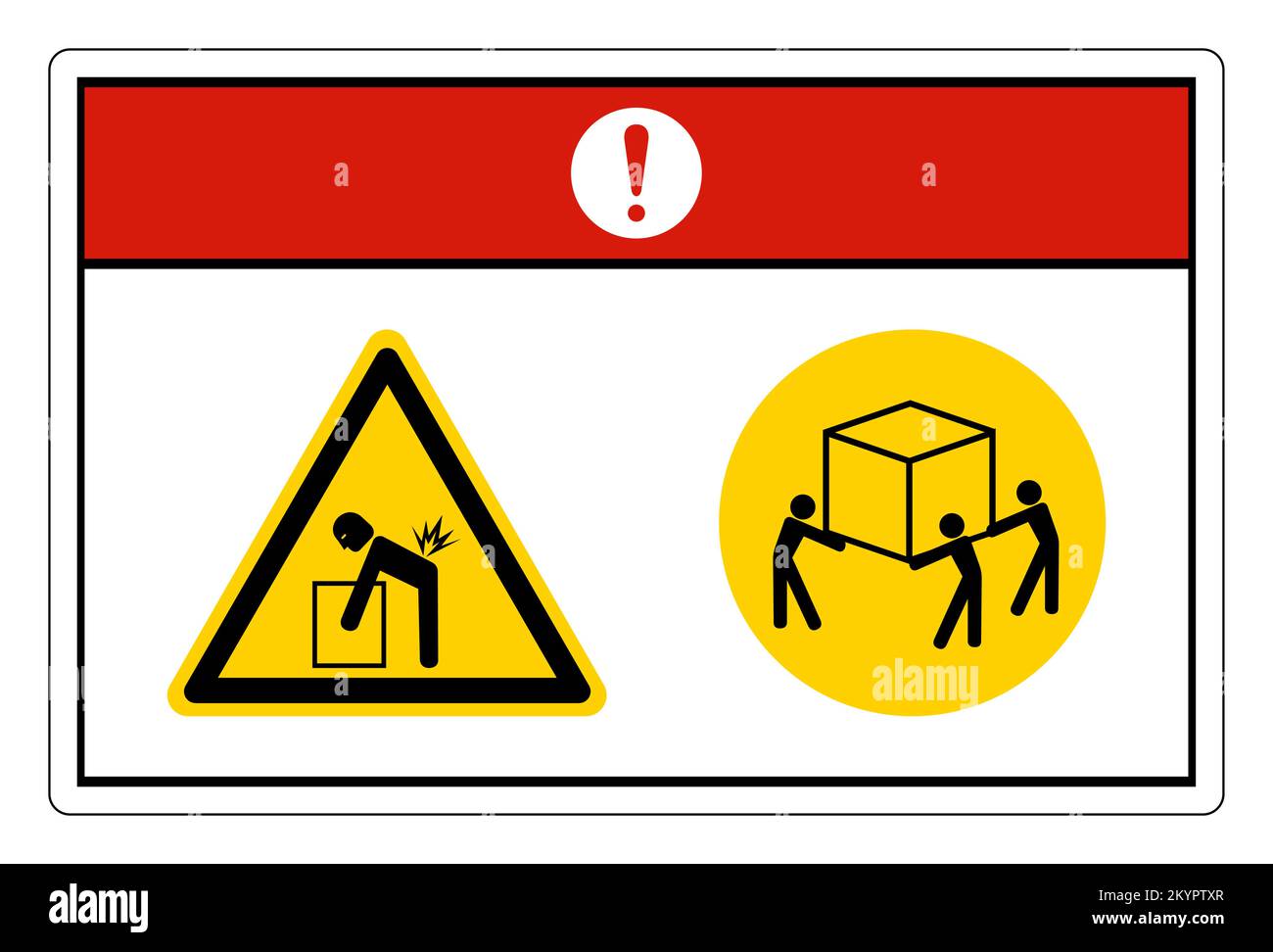 Danger Lift Hazard Use Three Person Lift Symbol Sign On White ...