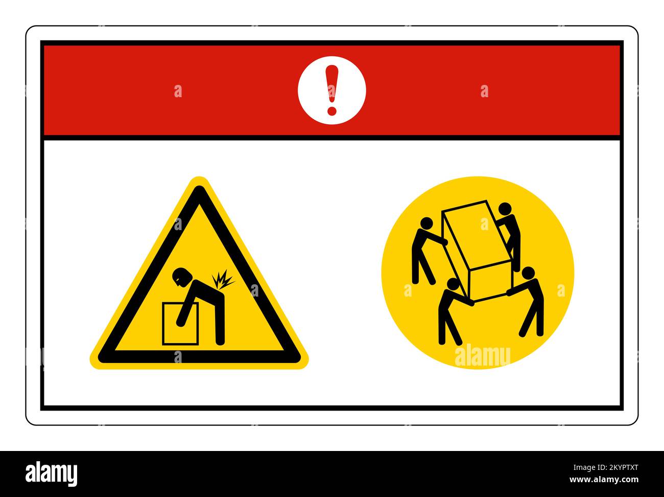 Caution Lift Hazard Use Four Person Lift Symbol Sign On White ...