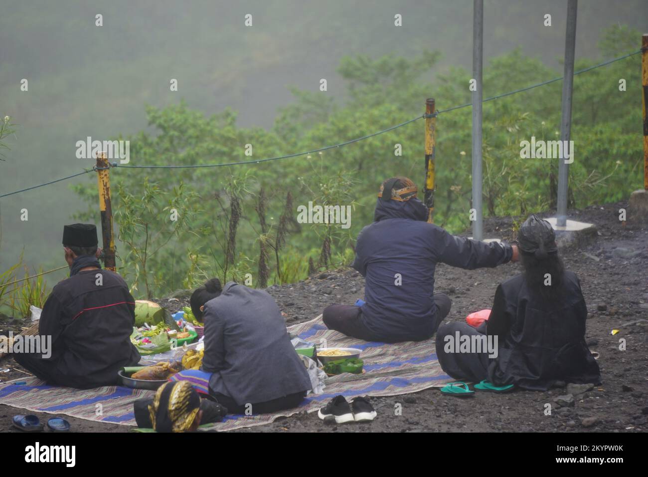 Larung sesaji (Javanese thanksgiving) Gunung Kelud. Larungan is one of ...