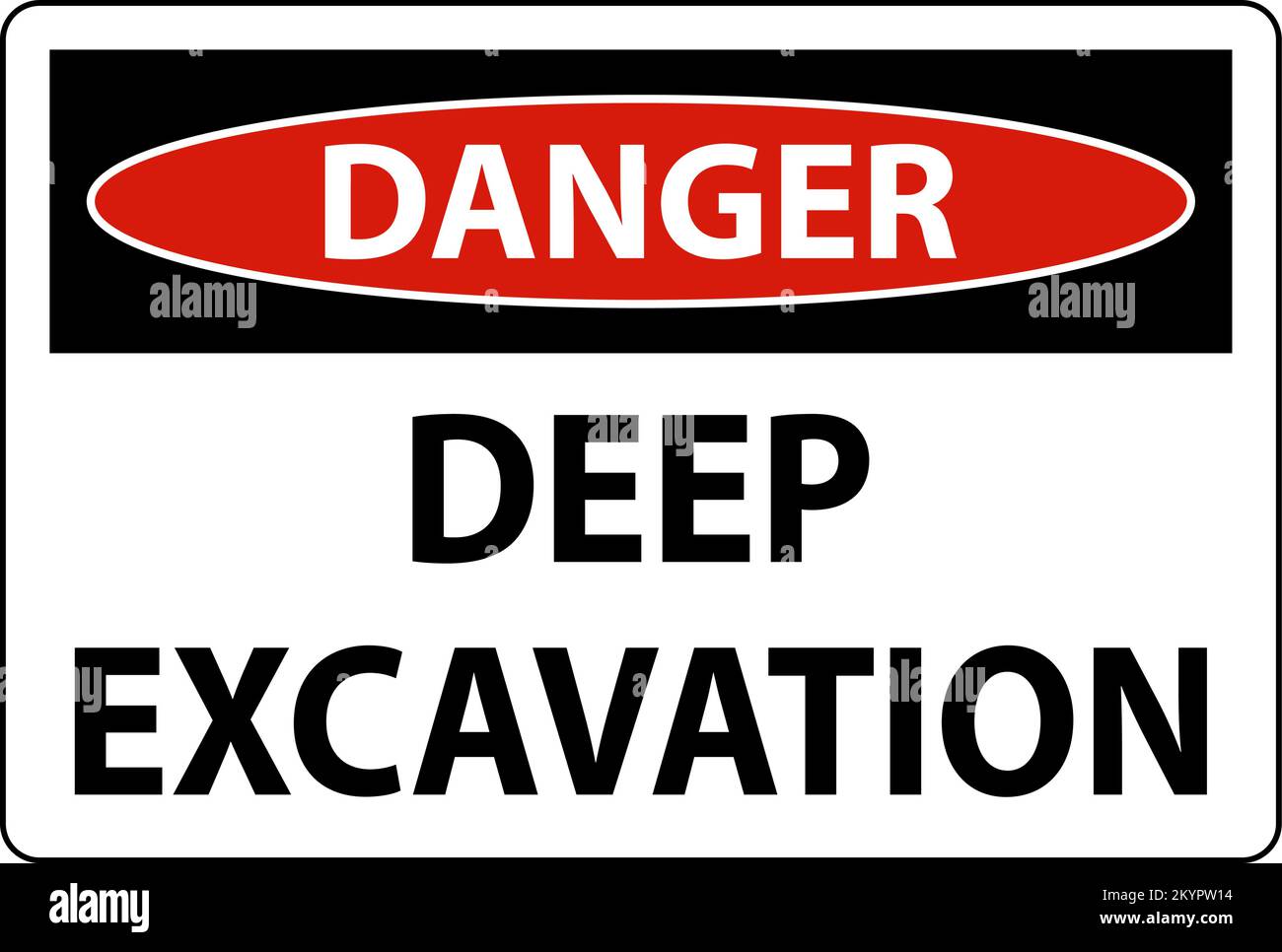 Deep Excavation Danger Sign On White Background Stock Vector Image ...