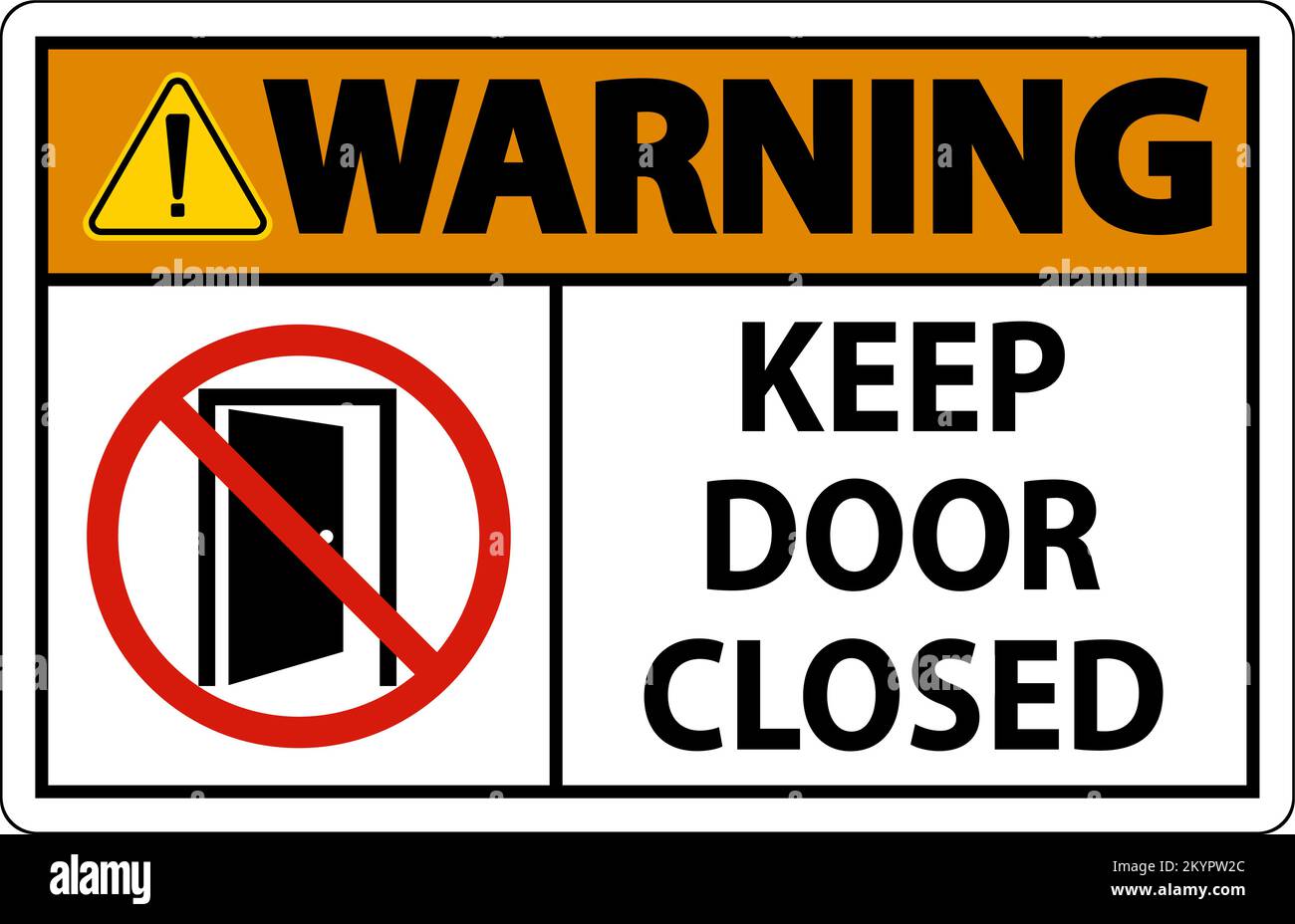 Warning Keep Door Closed Sign On White Background Stock Vector Image ...