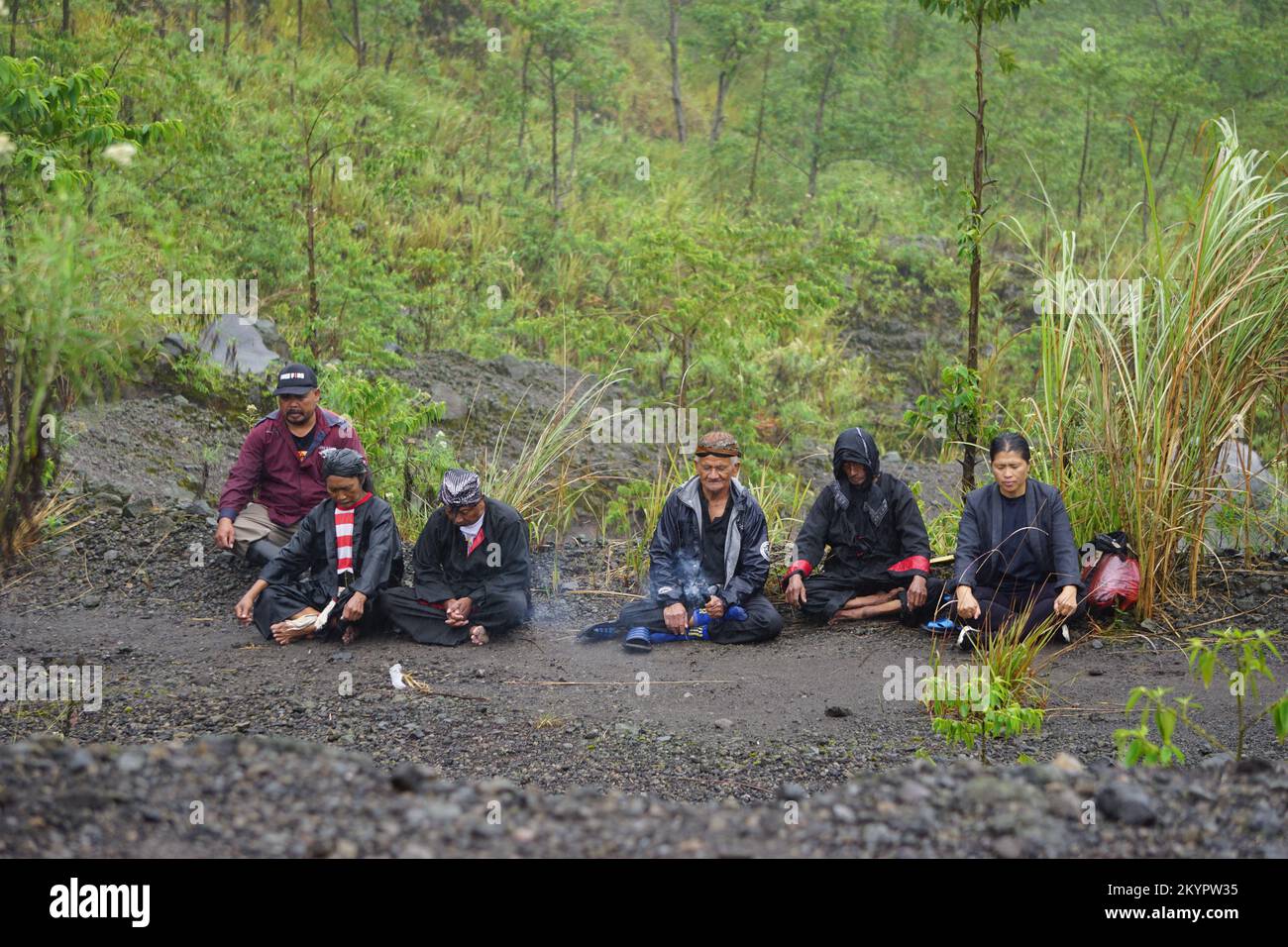 Larung sesaji (Javanese thanksgiving) Gunung Kelud. Larungan is one of ...