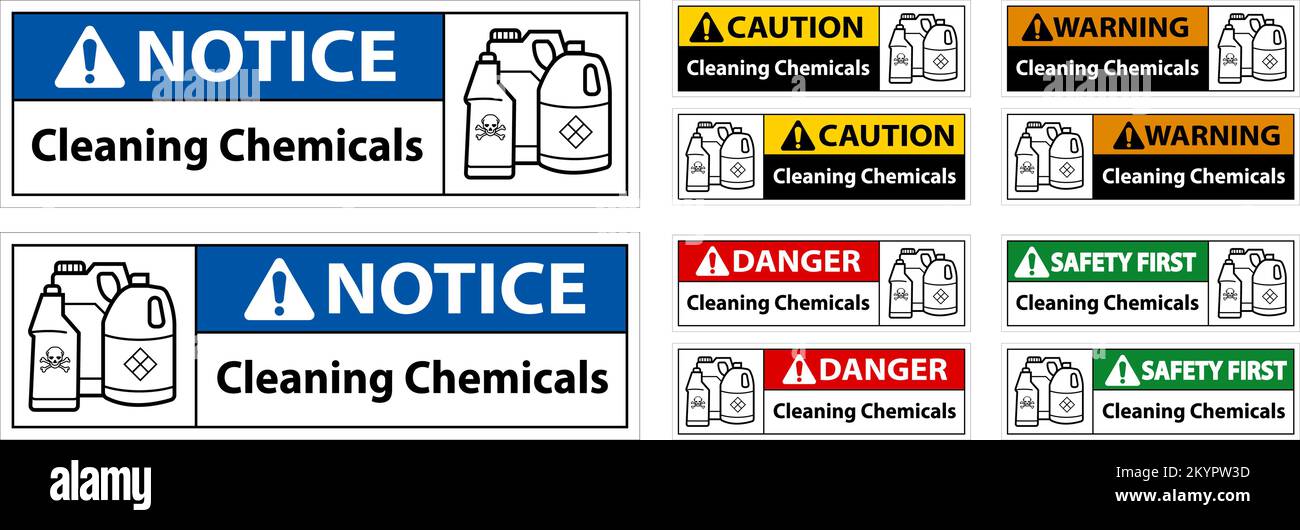 Warning Sign Cleaning Chemicals Sign On White Background Stock Vector ...