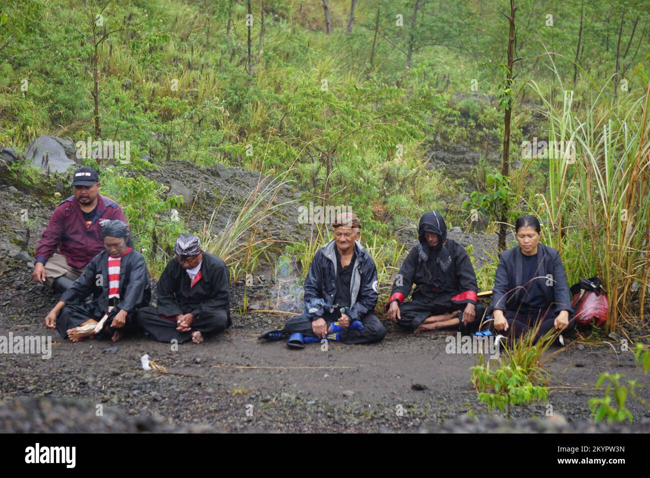 Larung sesaji (Javanese thanksgiving) Gunung Kelud. Larungan is one of ...