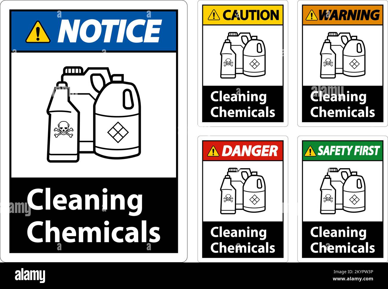 Warning Sign Cleaning Chemicals Sign On White Background Stock Vector ...