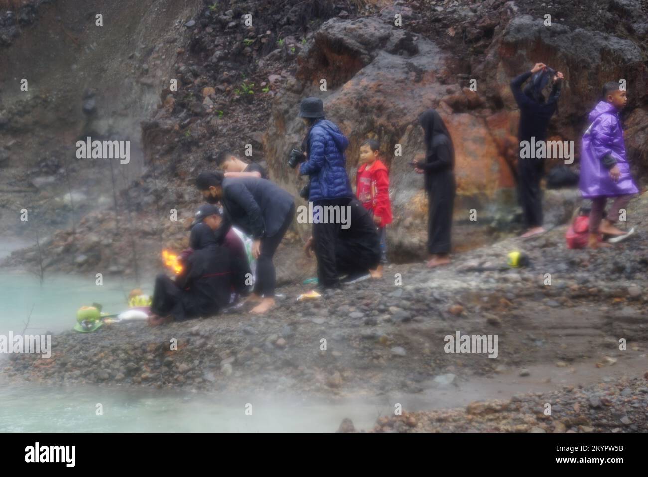 Larung sesaji (Javanese thanksgiving) Gunung Kelud. Larungan is one of ...