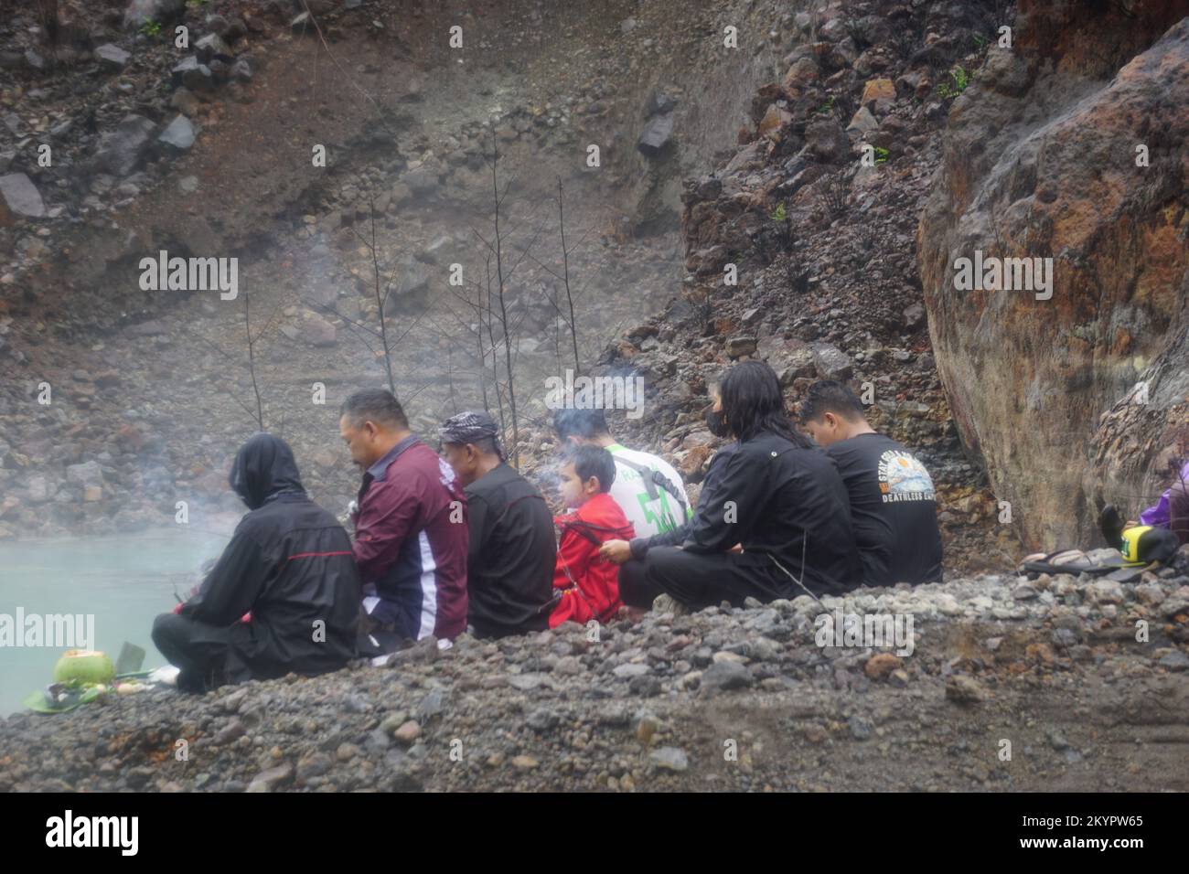 Larung sesaji (Javanese thanksgiving) Gunung Kelud. Larungan is one of ...