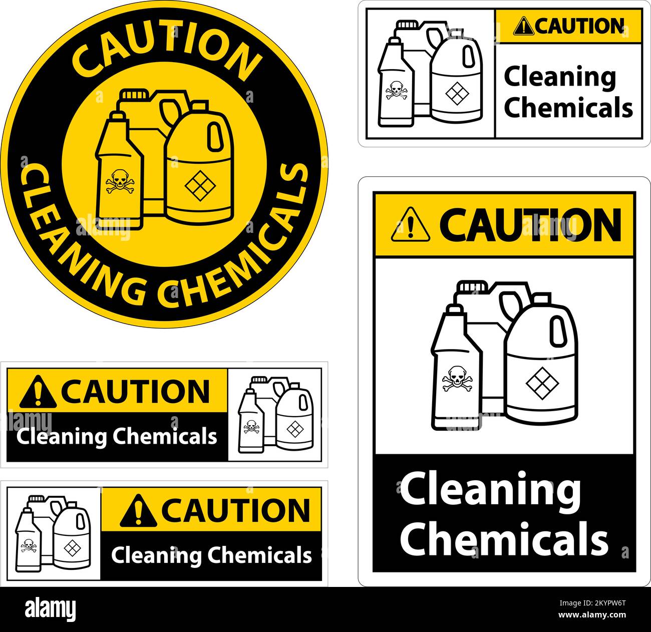 Caution Sign Cleaning Chemicals Sign On White Background Stock Vector ...