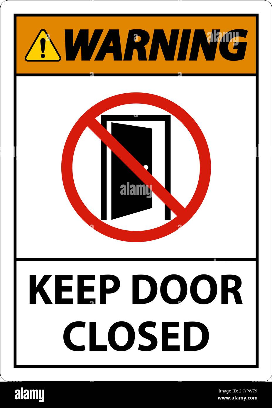 Warning Keep Door Closed Sign On White Background Stock Vector Image ...