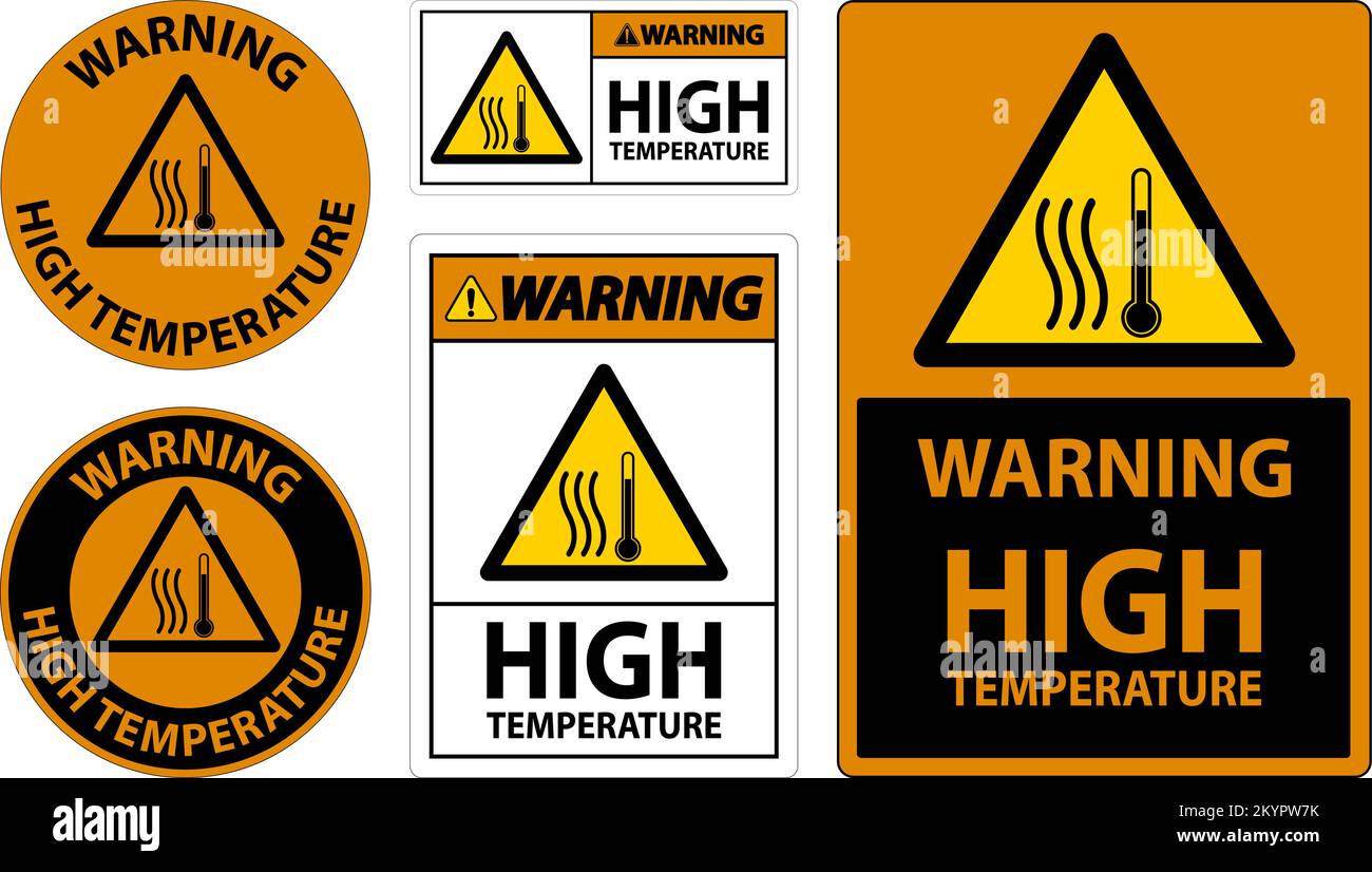 Warning High temperature symbol and text safety sign Stock Vector Image ...