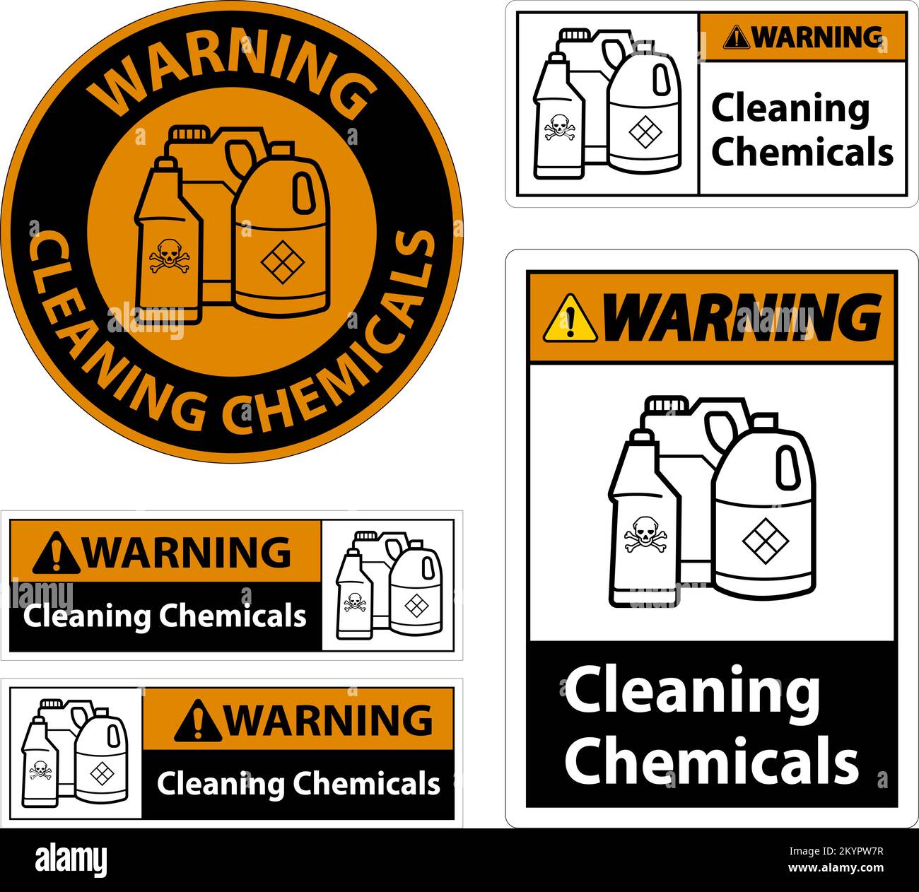 Warning Sign Cleaning Chemicals Sign On White Background Stock Vector ...