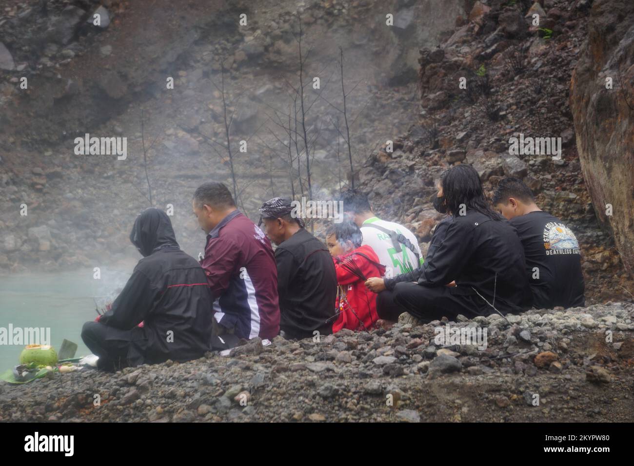 Larung sesaji (Javanese thanksgiving) Gunung Kelud. Larungan is one of ...