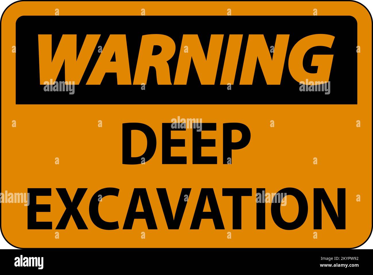 Deep Excavation Warning Sign On White Background Stock Vector Image ...