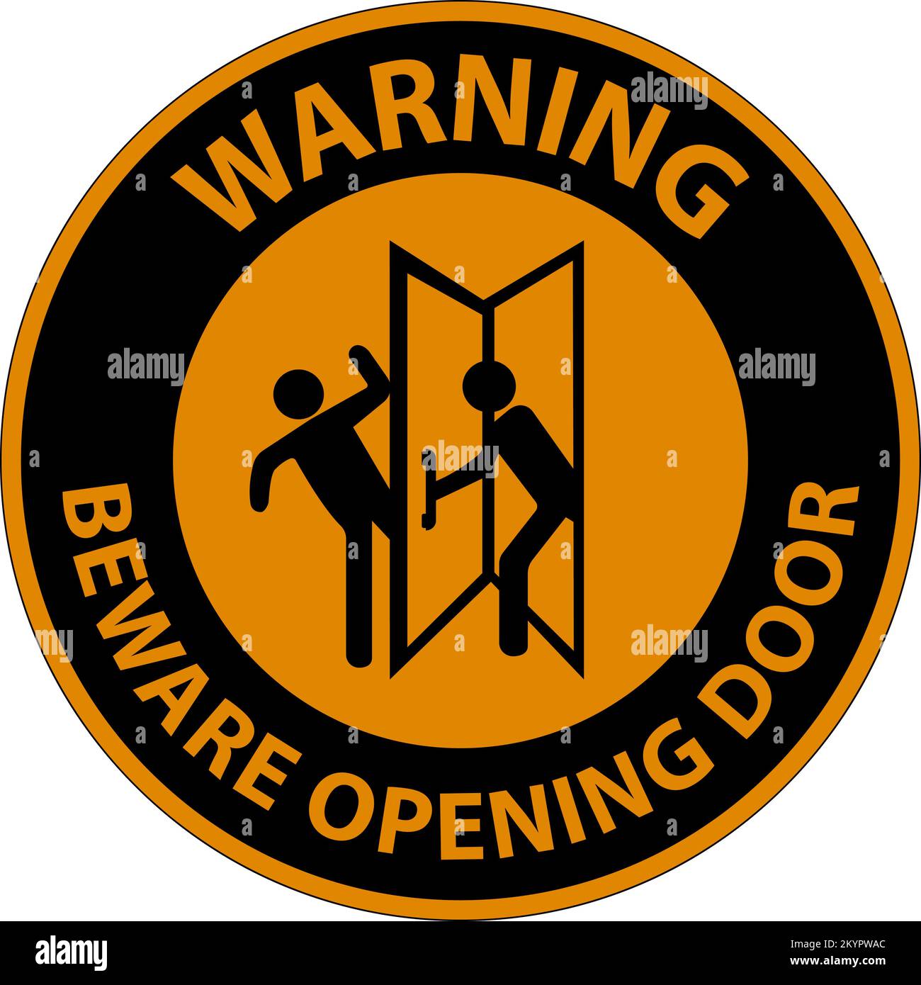 Warning Beware Opening Door Sign On White Background Stock Vector Image ...