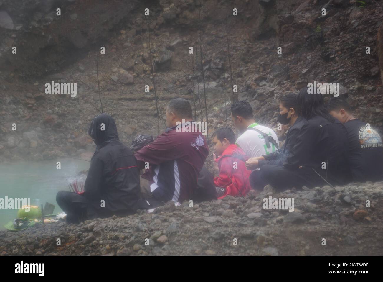 Larung sesaji (Javanese thanksgiving) Gunung Kelud. Larungan is one of ...