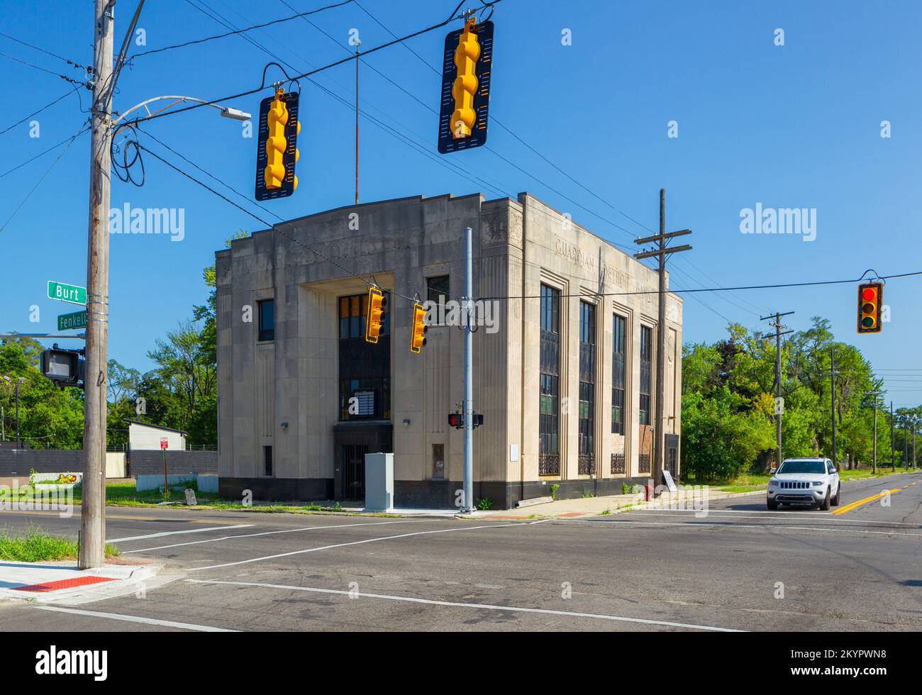 The disused Guardian Bank building at the corner of Fenkell Avenue and ...