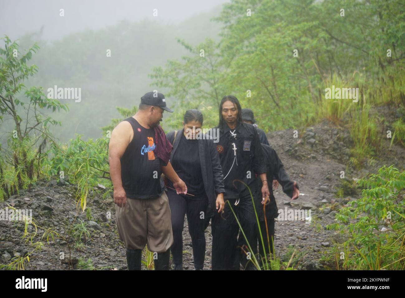 Larung sesaji (Javanese thanksgiving) Gunung Kelud. Larungan is one of ...