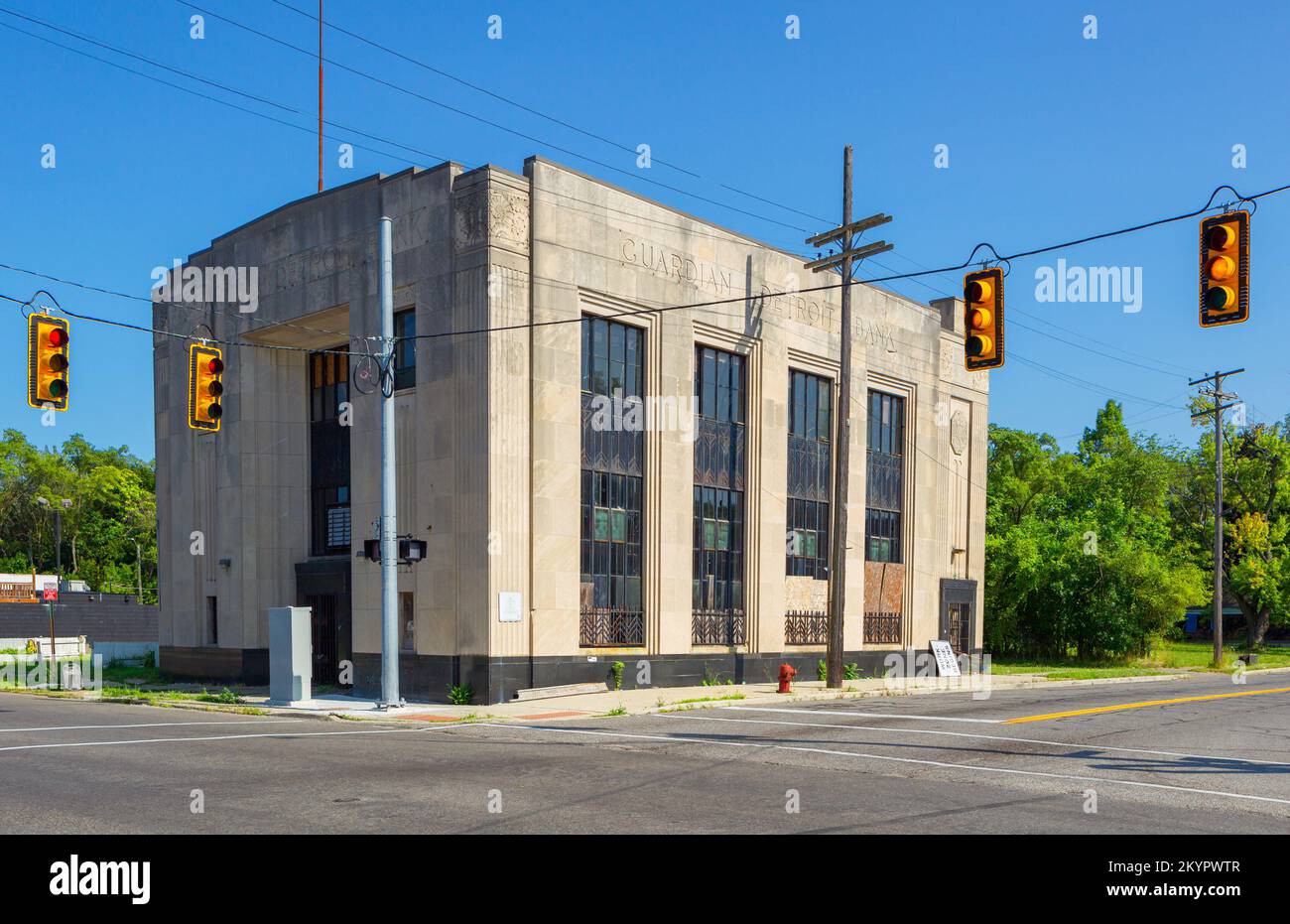 The disused Guardian Bank building at the corner of Fenkell Avenue and ...