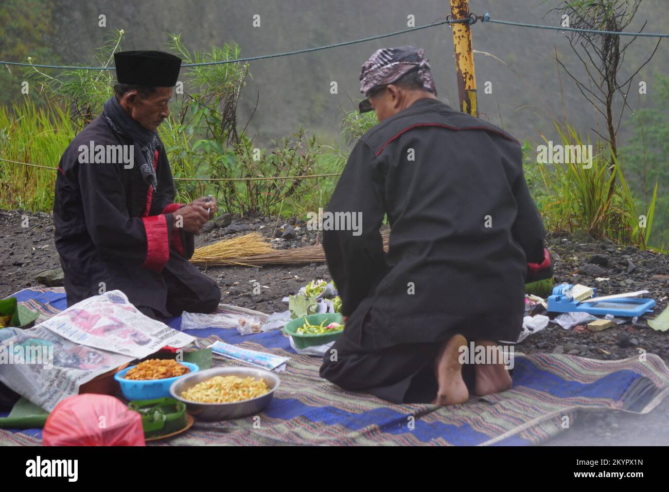 Larung sesaji (Javanese thanksgiving) Gunung Kelud. Larungan is one of ...