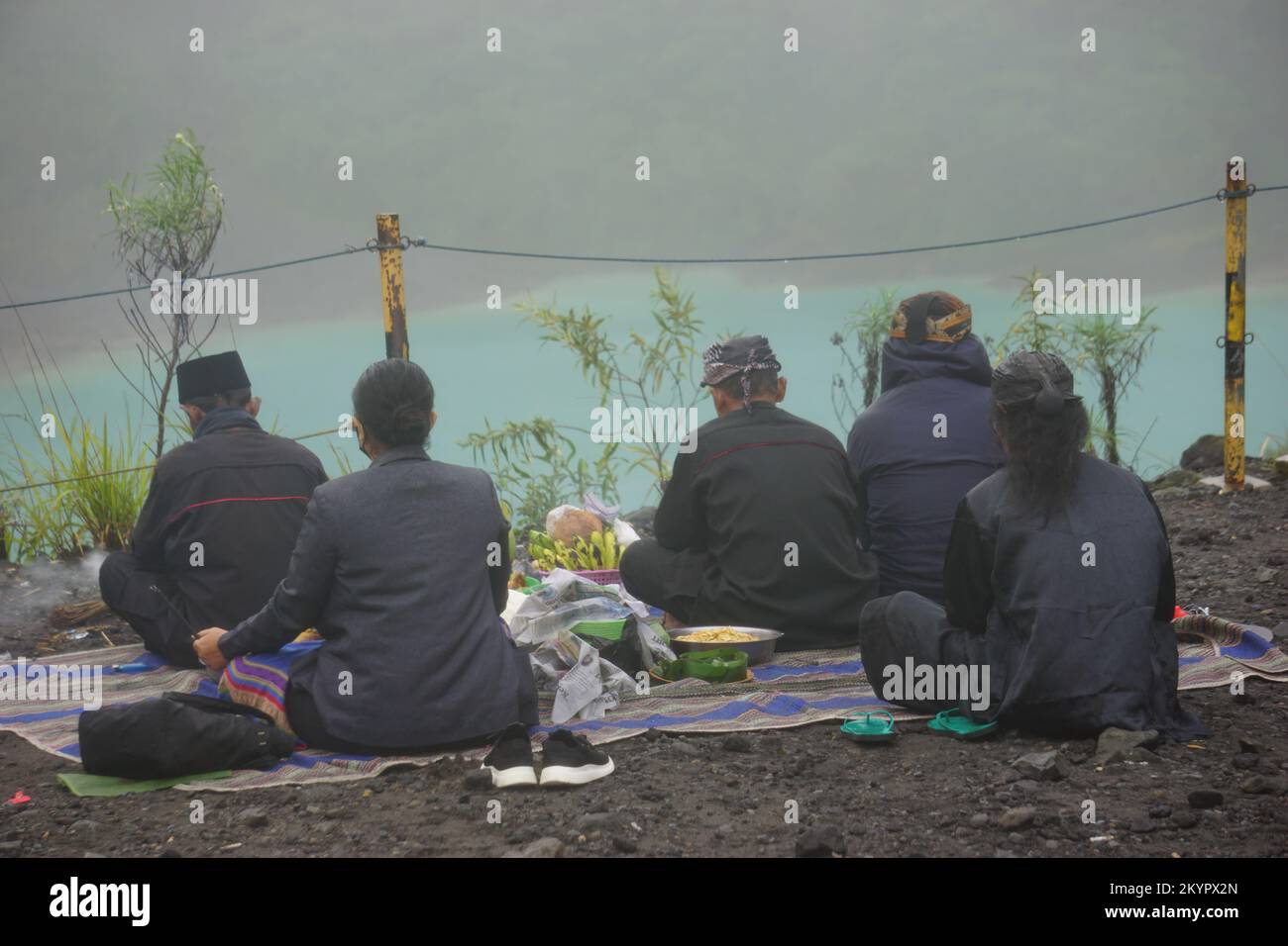 Larung sesaji (Javanese thanksgiving) Gunung Kelud. Larungan is one of ...