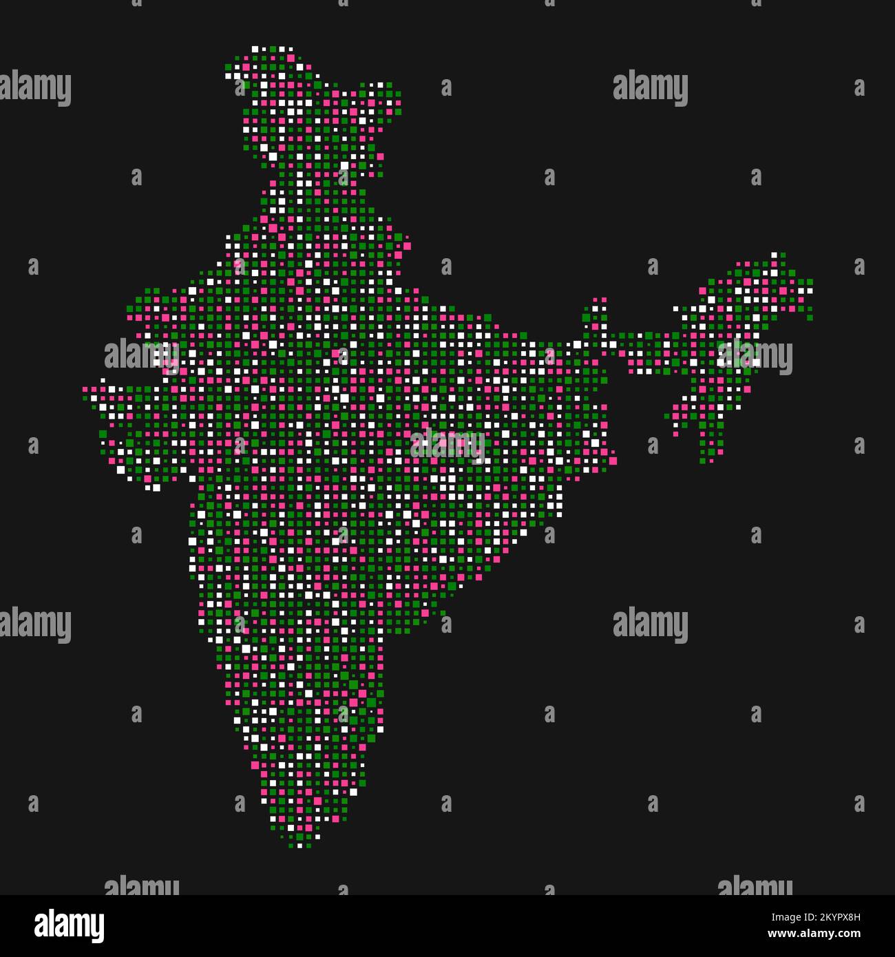 India Silhouette Pixelated generative pattern illustration Stock Vector ...