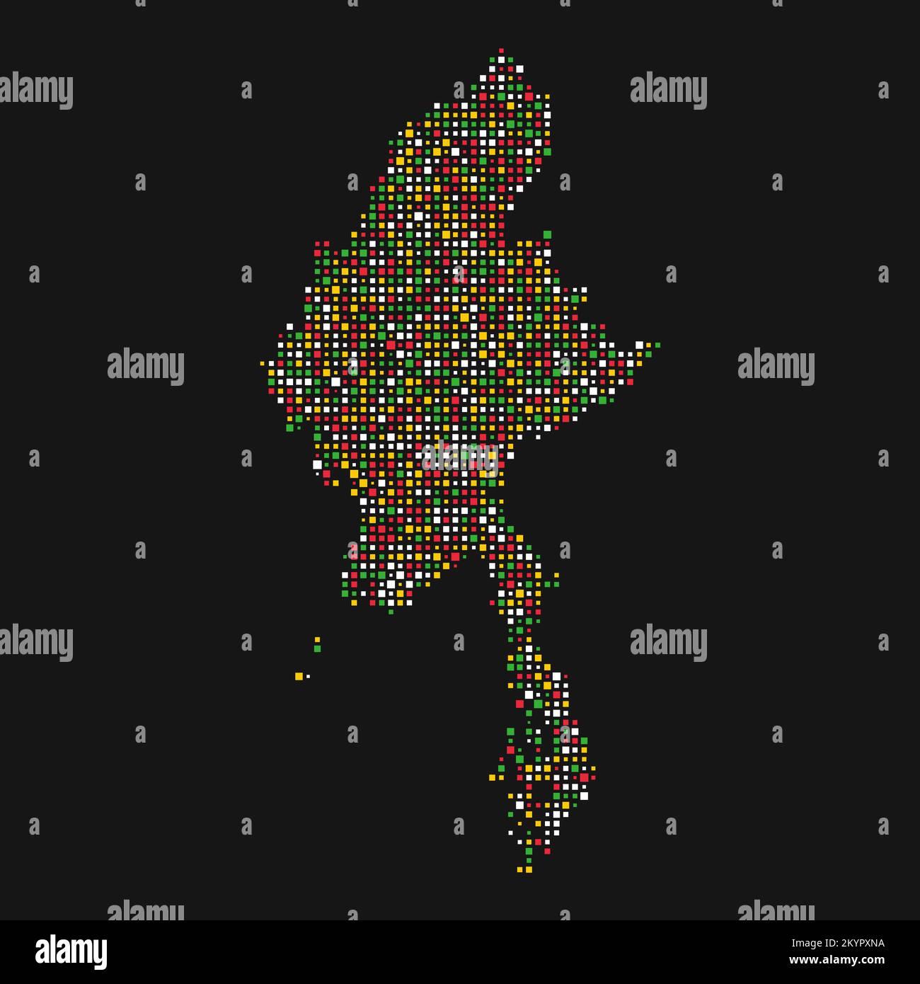 Myanmar Silhouette Pixelated generative pattern illustration Stock ...