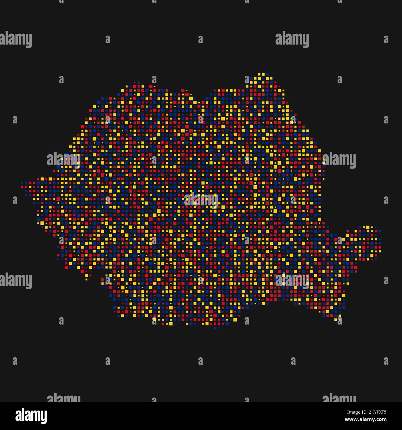 Romania Silhouette Pixelated generative pattern illustration Stock ...