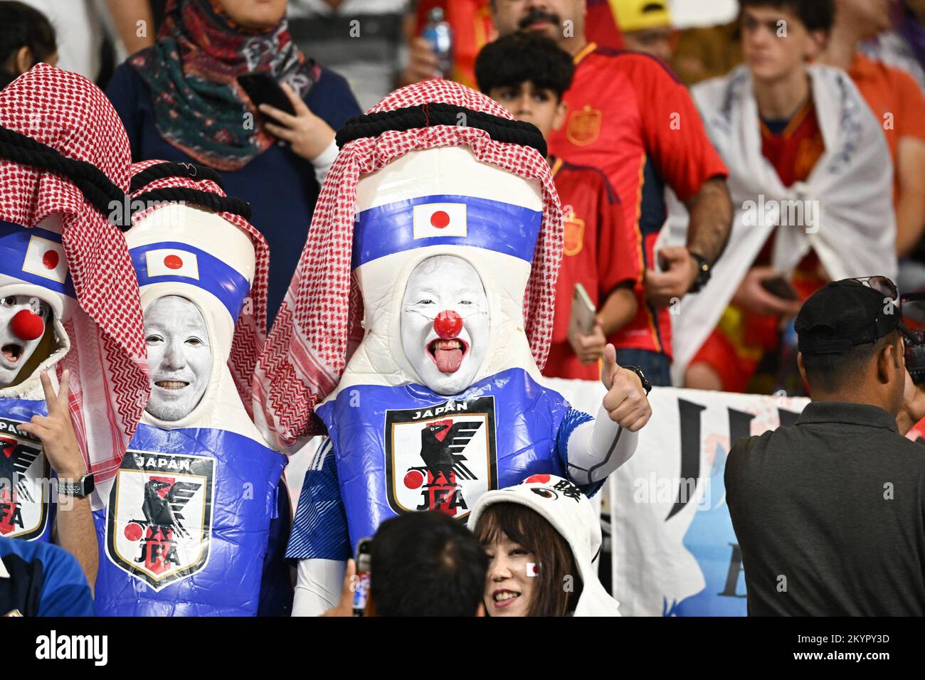 Doha, Qatar on December 1, 2022. Japanese fans attend Japan v Spain ...