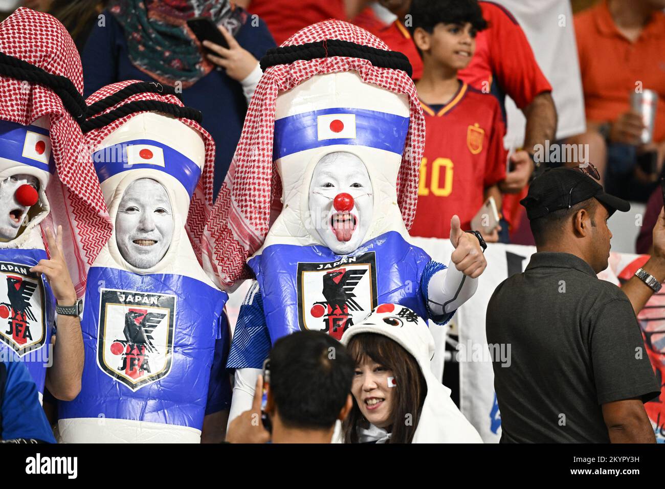Doha, Qatar on December 1, 2022. Japanese fans attend Japan v Spain ...