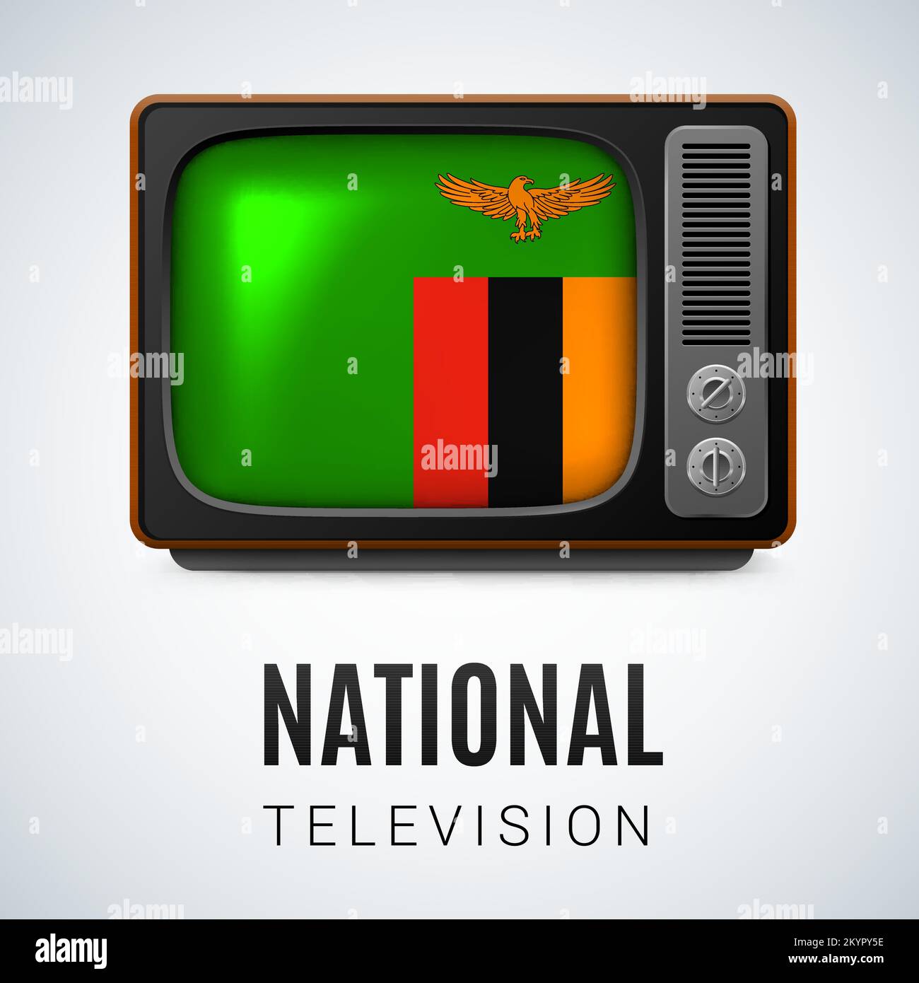 Vintage TV and Flag of Zambia as Symbol National Television. Tele ...