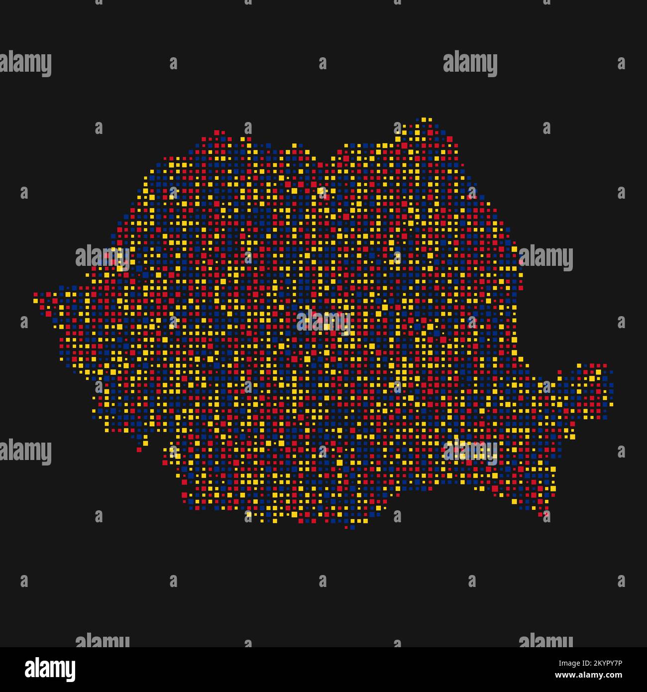 Romania Silhouette Pixelated generative pattern illustration Stock ...