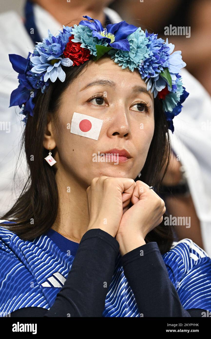 Doha, Qatar on December 1, 2022. Japanese fans attend Japan v Spain ...