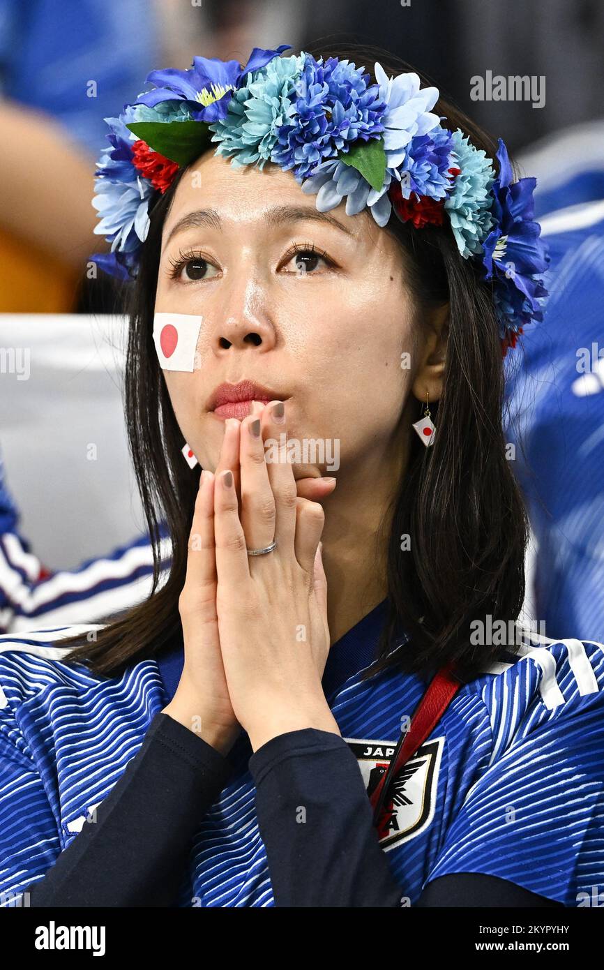 Doha, Qatar on December 1, 2022. Japanese fans attend Japan v Spain ...