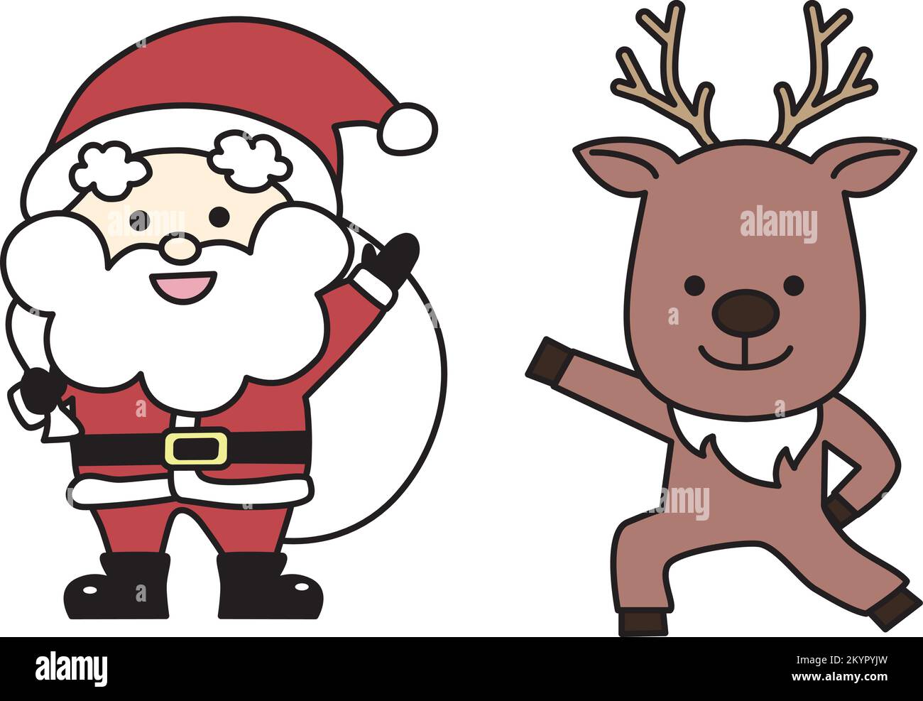 Cute Santa Claus and reindeer characters. Illustration for christmas ...