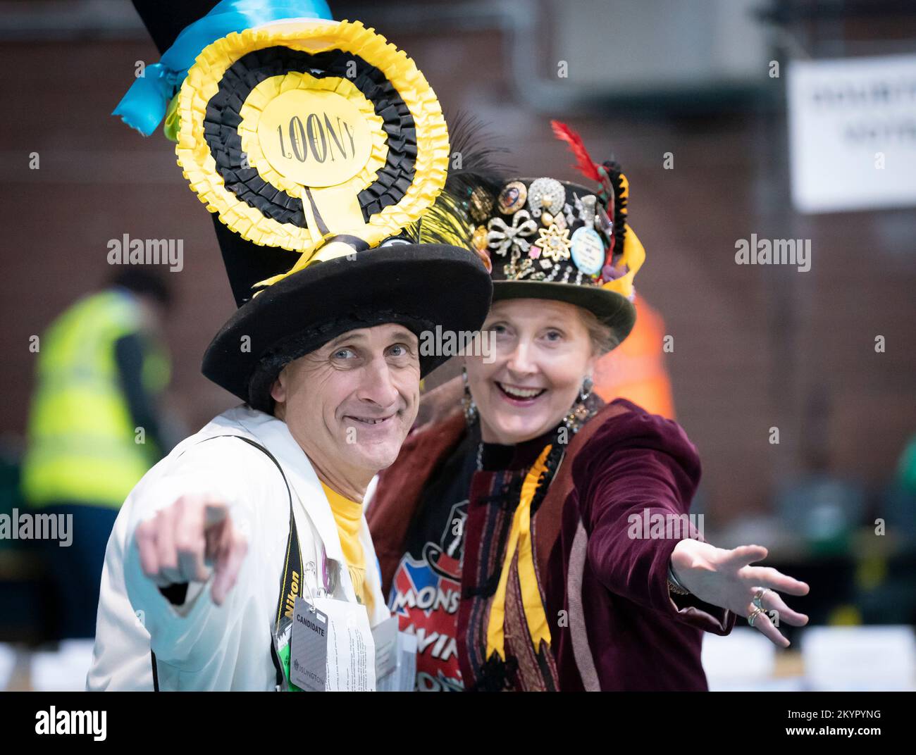 Members of The Official Monster Raving Loony Party during the count at ...